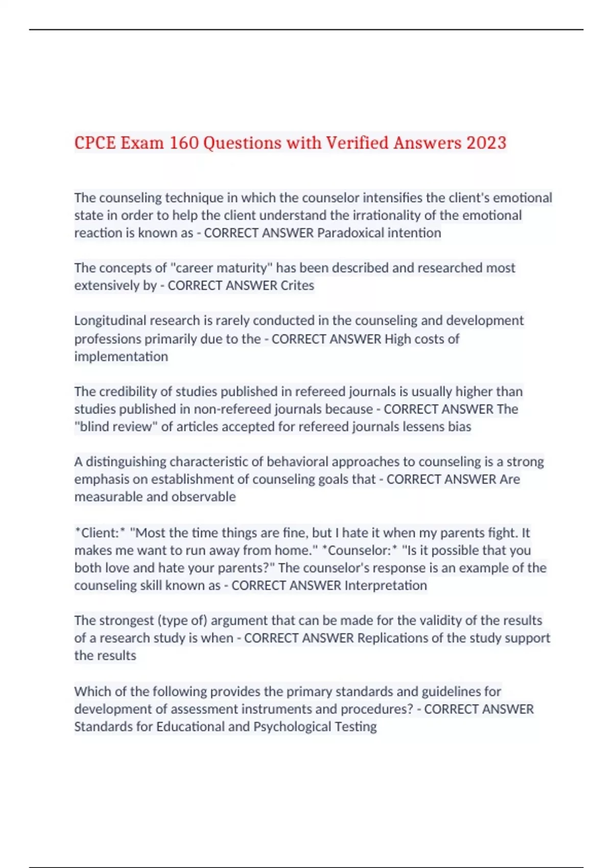 CPCE Exam 160 Questions with Verified Answers 2023,100% CORRECT - CPCE ...