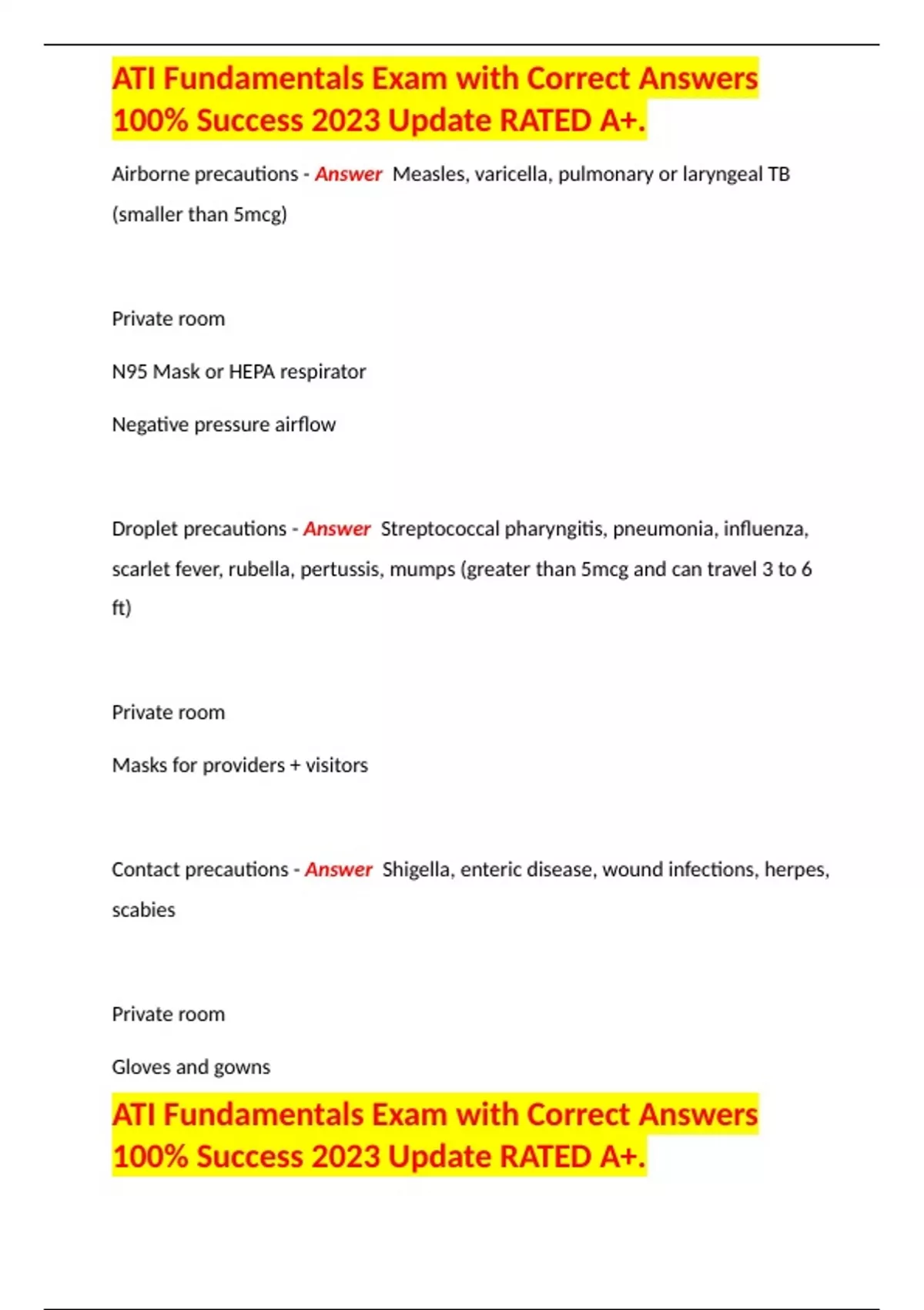 ATI Fundamentals Exam with Correct Answers 100% Success 2023 Update ...