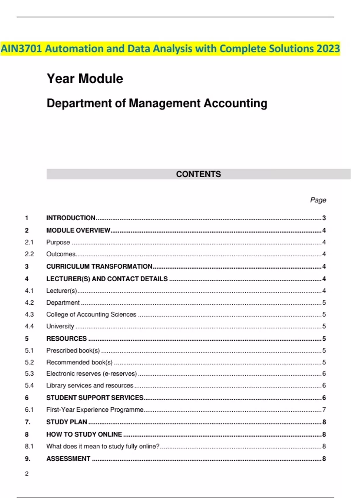 AIN3701 Automation and Data Analysis with Complete Solutions 2023 ...