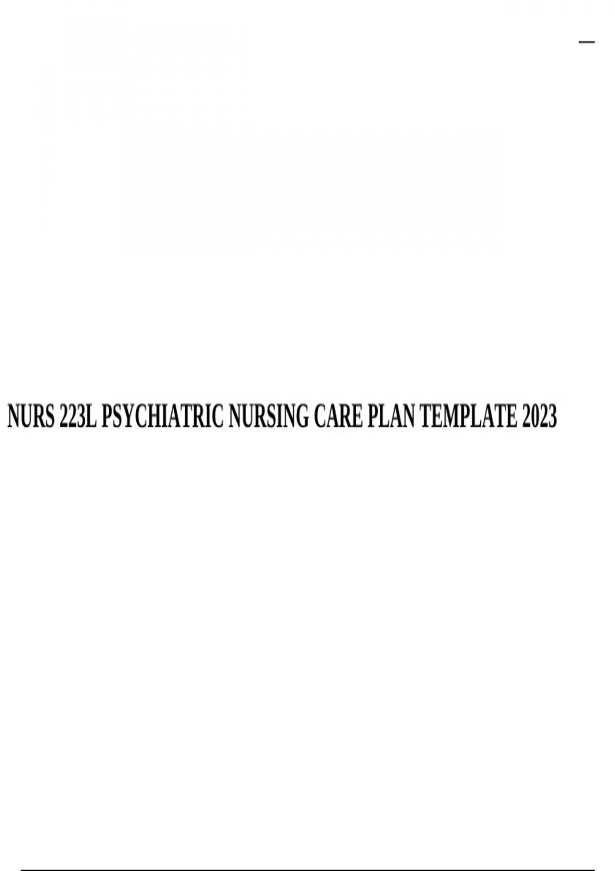 NURS 223L PSYCHIATRIC NURSING CARE PLAN TEMPLATE 2023. - NURS 223L ...