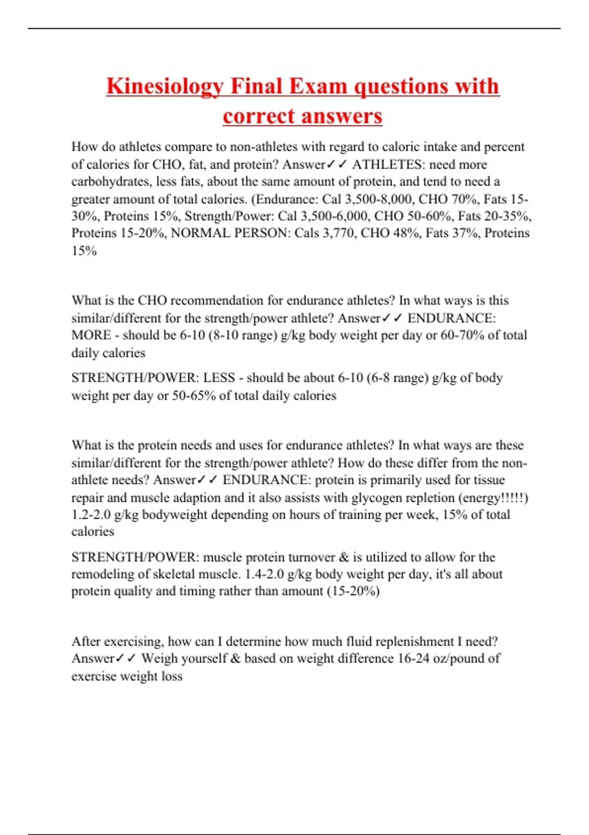 Kinesiology Final Exam questions with correct answers - Kinesiology ...
