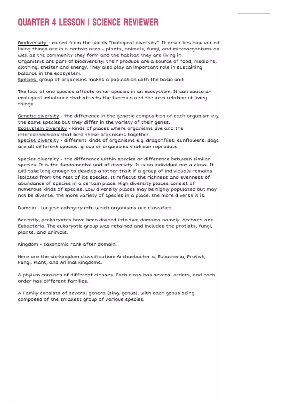 Quarter 4 Lesson 1 Science Periodical Test Reviewer - Science - Stuvia US