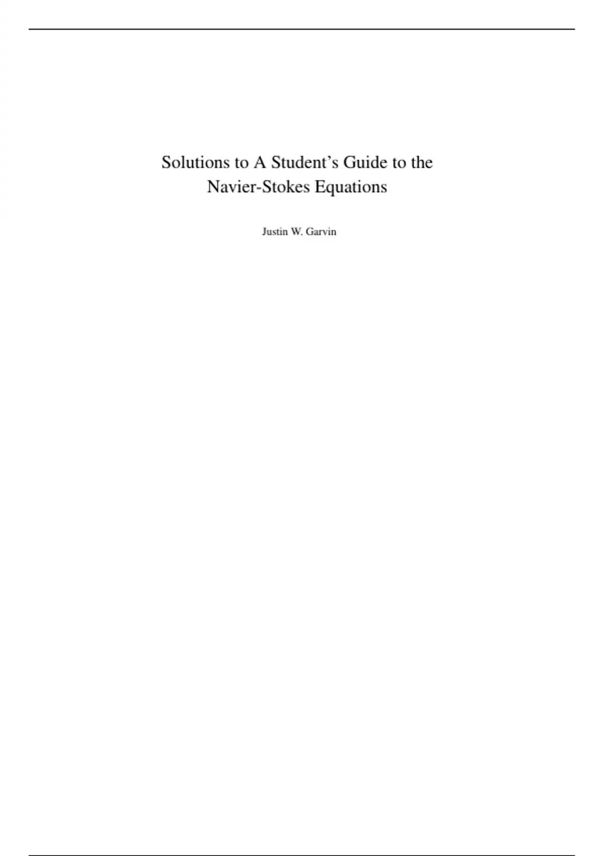 A Student's Guide to the Navier–Stokes Equations 1st Edition By Justin ...