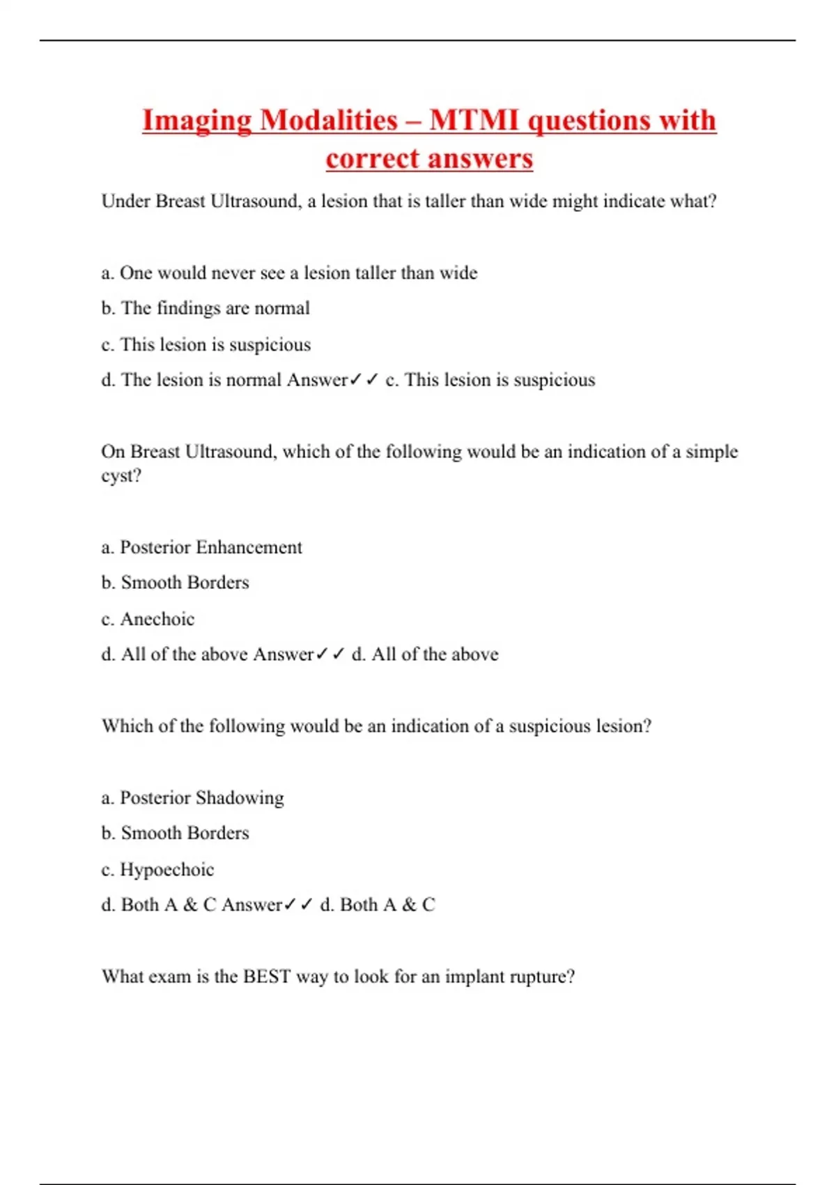 Imaging Modalities – MTMI questions with correct answers - Imaging ...