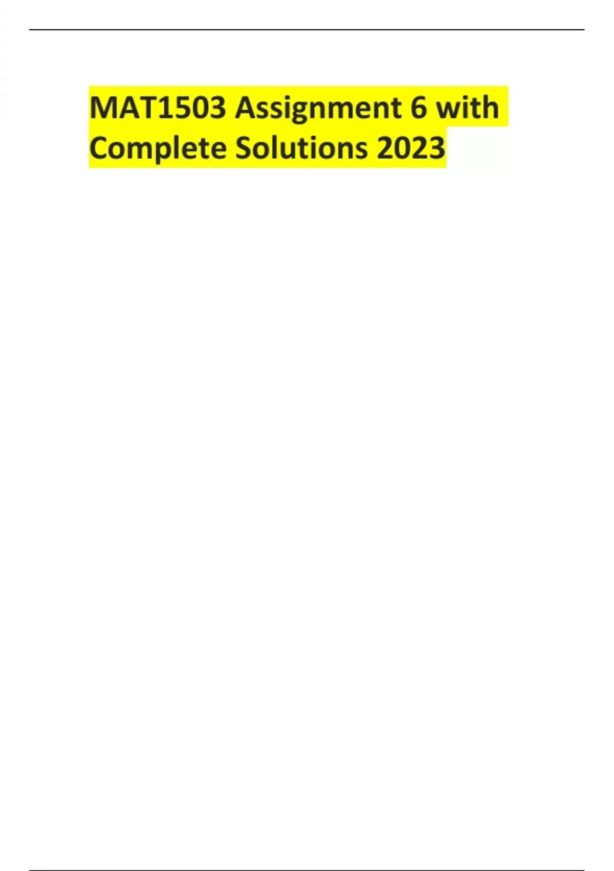MAT1503 Assignment 6 with Complete Solutions 2023 - MAT1503 - Linear ...