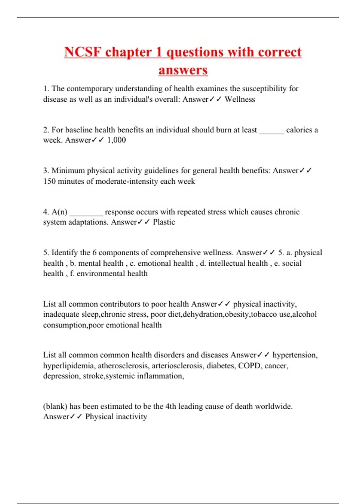 NCSF chapter 1 questions with correct answers - NCSF - Stuvia US