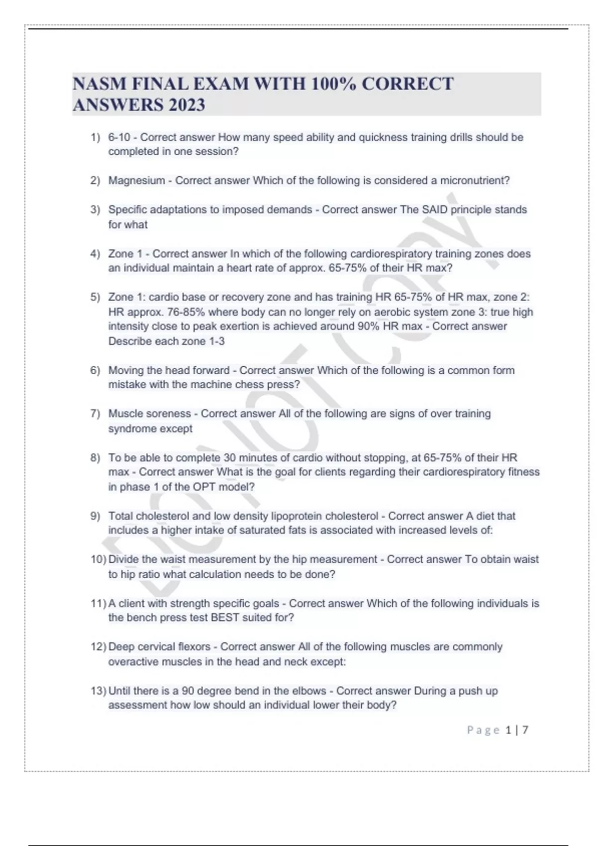 NASM FINAL EXAM WITH 100% CORRECT ANSWERS 2023 - Nasm - Stuvia US