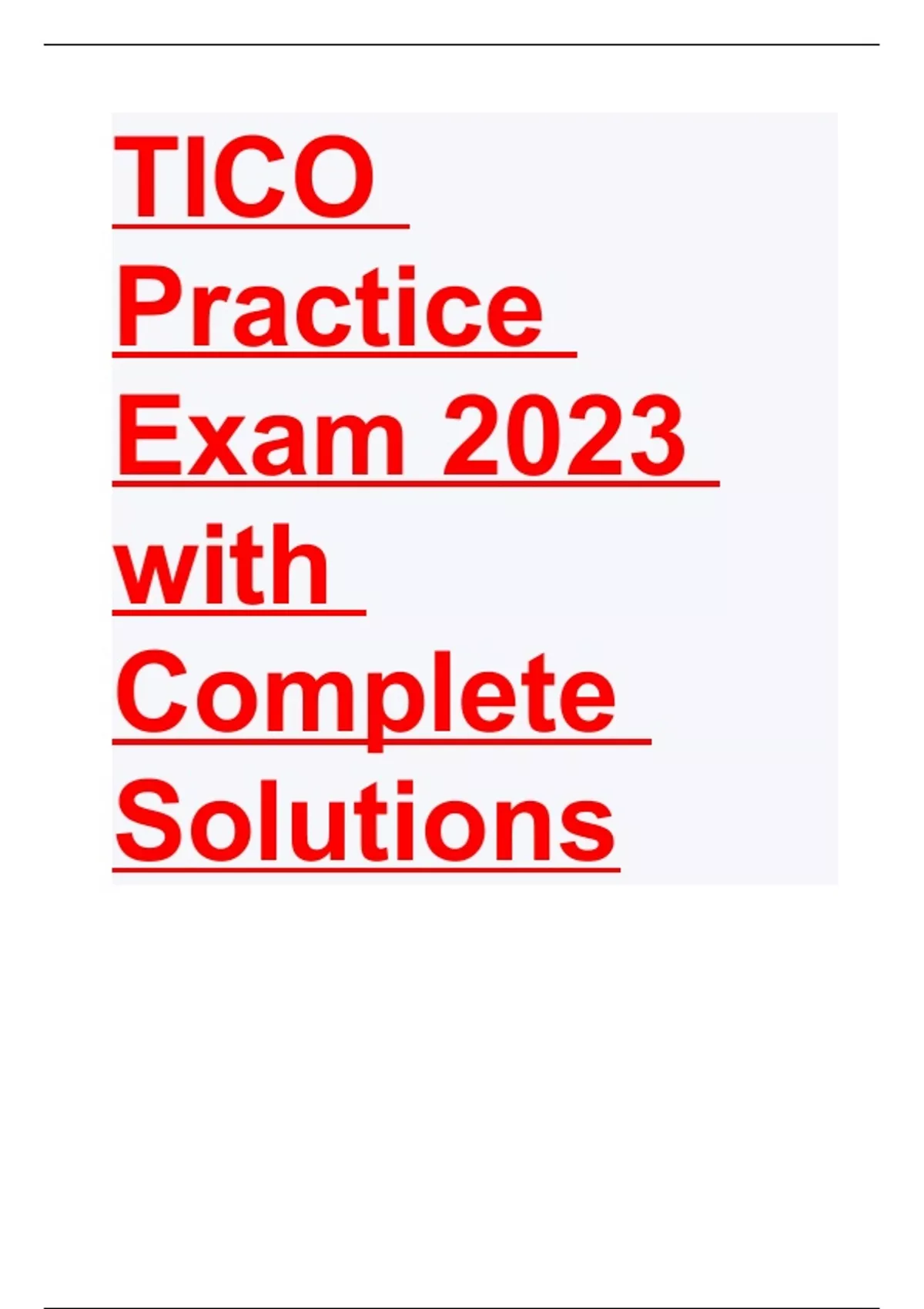 TICO Practice 2023 QUESTIONS WITH CORRECT ANSWERS - Tico travel agent ...