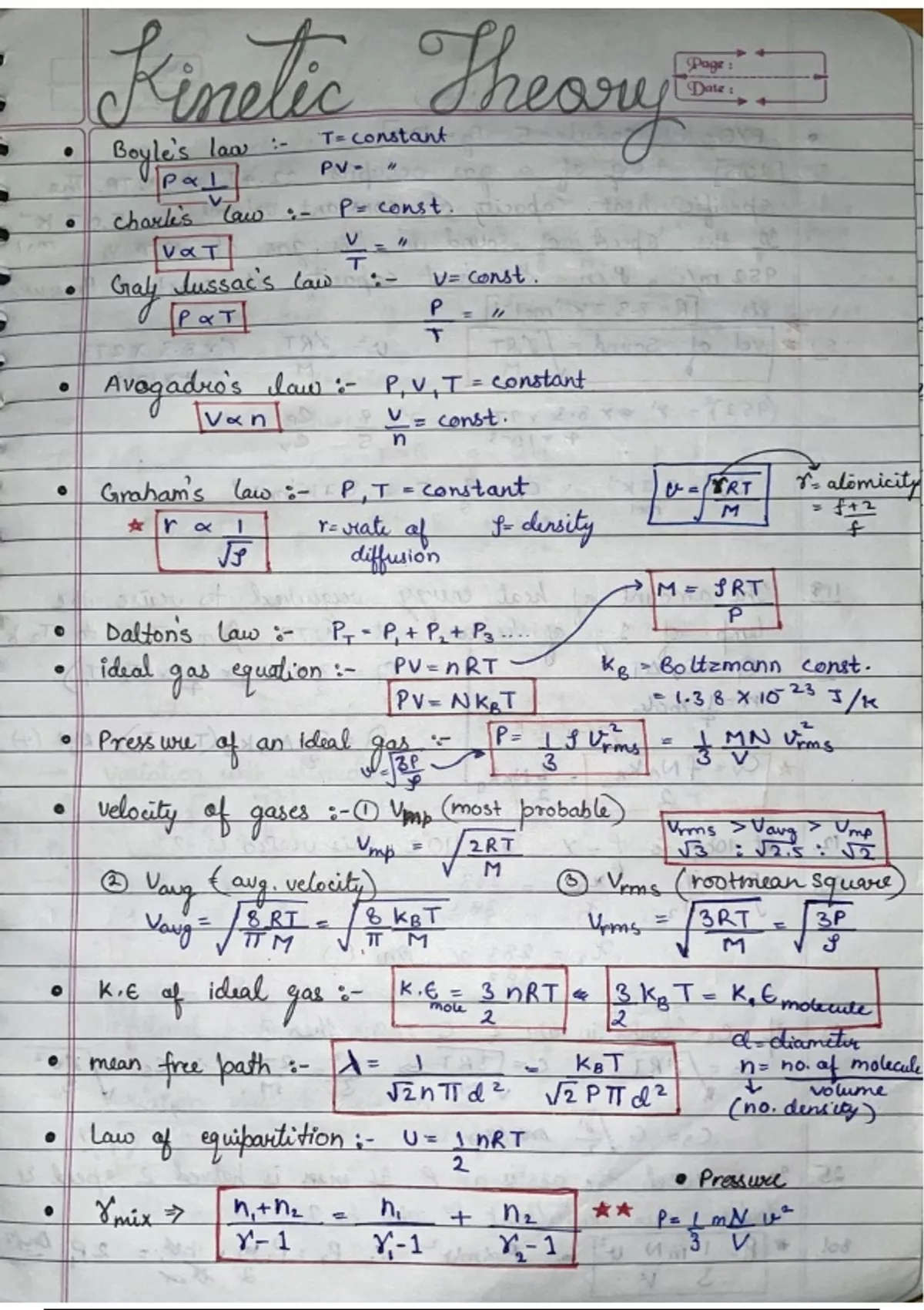 Summary Kinetic Theory Imp Formulas And Tricks Physics Stuvia Us