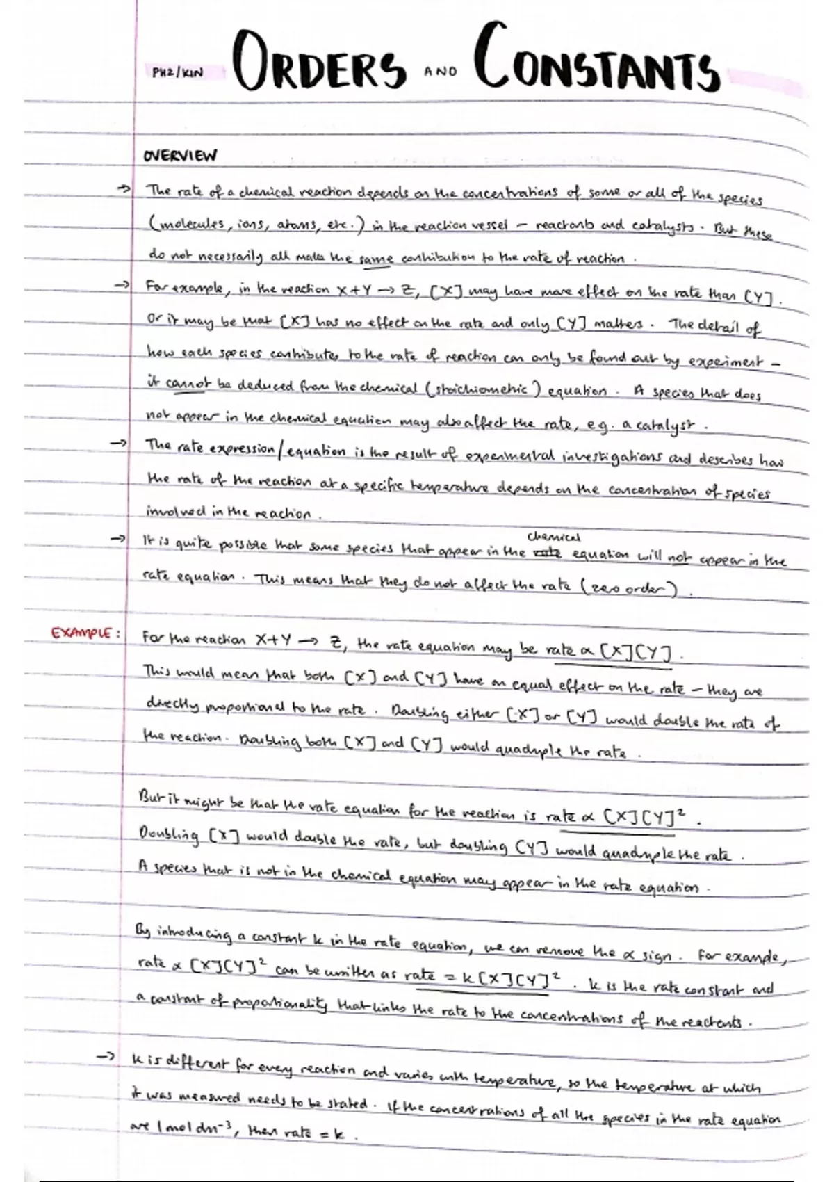 AQA A-Level Chemistry Handwritten Notes – Rate equations - 3.1.9 - Rate ...
