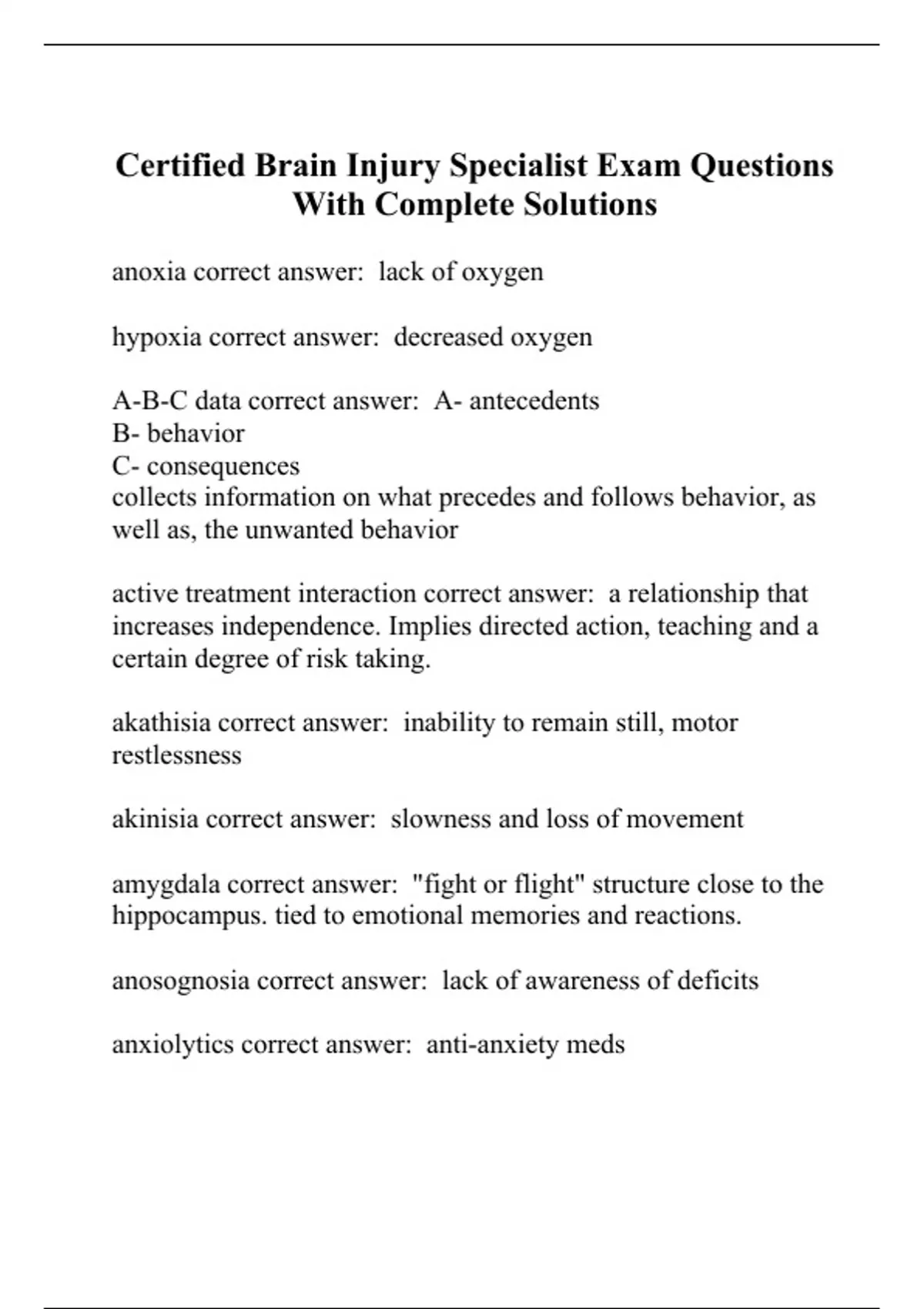 CERTIFIED BRAIN INJURY SPECIALIST(CBIS) TESTS COMPILATION BUNDLE ...