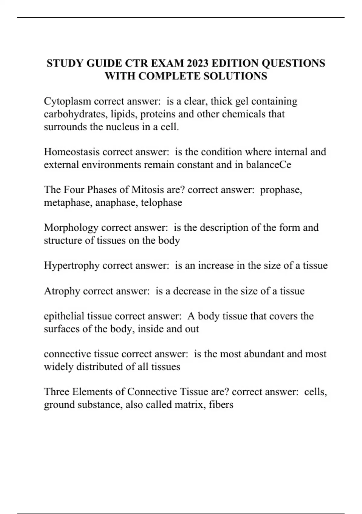 STUDY GUIDE CTR EXAM 2023 EDITION QUESTIONS WITH COMPLETE SOLUTIONS ...