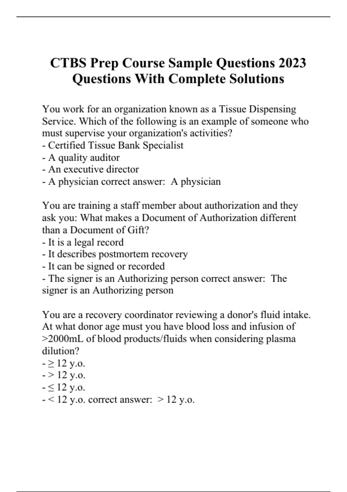 CTBS Prep Course Sample Questions 2023 Questions With Complete ...