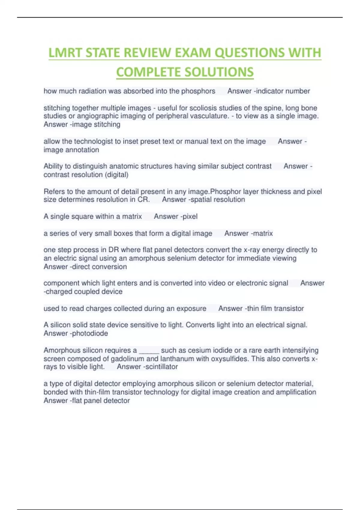 LMRT STATE REVIEW EXAM QUESTIONS WITH COMPLETE SOLUTIONS - LMRT ...