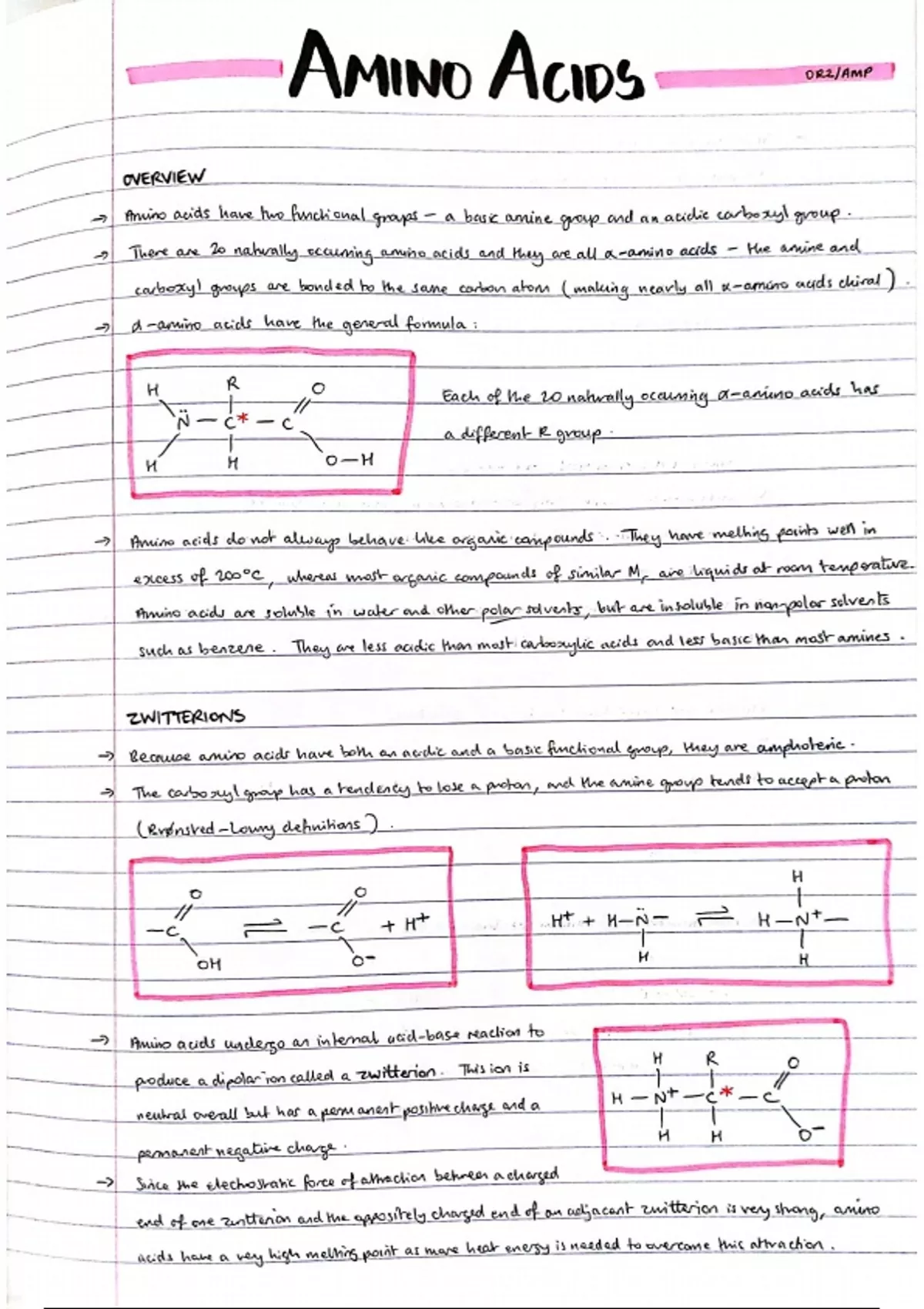 AQA A-Level Chemistry Handwritten Notes – Amino acids, proteins and DNA ...