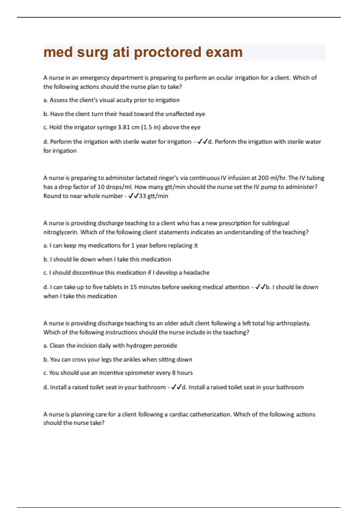 Med surg- proctored ATI | Bundled Exams with complete solution - Stuvia US