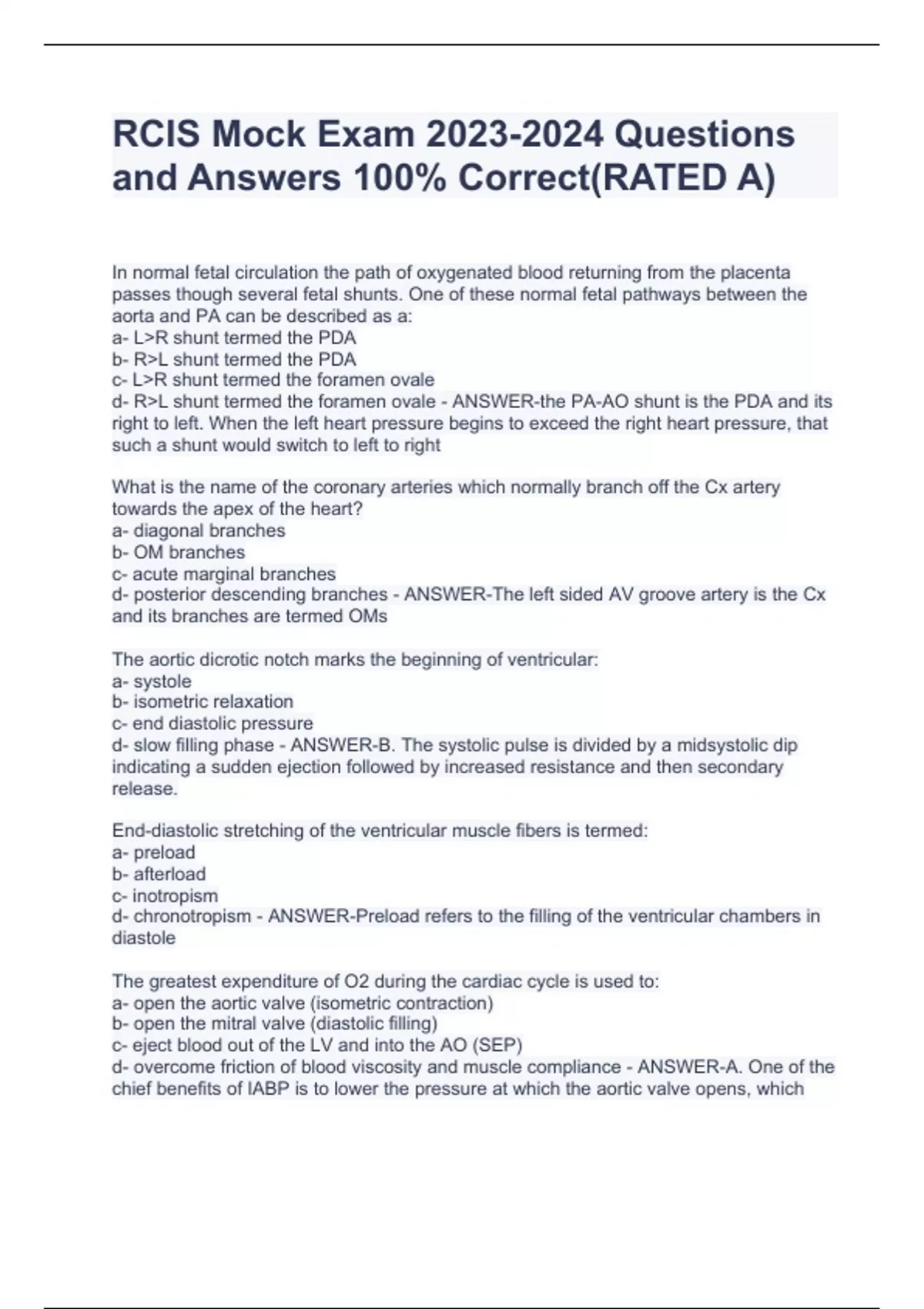 RCIS Mock Exam Questions and Answers 100% Correct(RATED A) - RCIS Mock ...