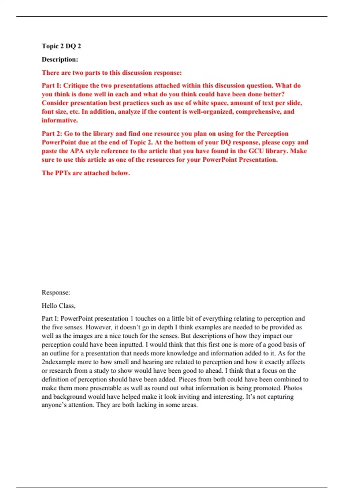 PHI 105 Topic 2 DQ 2 with Responses (Perception PowerPoint) Grand ...