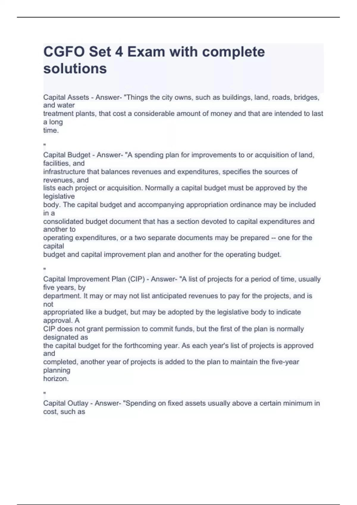 CGFO Set 4 Exam with complete solutions - CGFO - Stuvia US