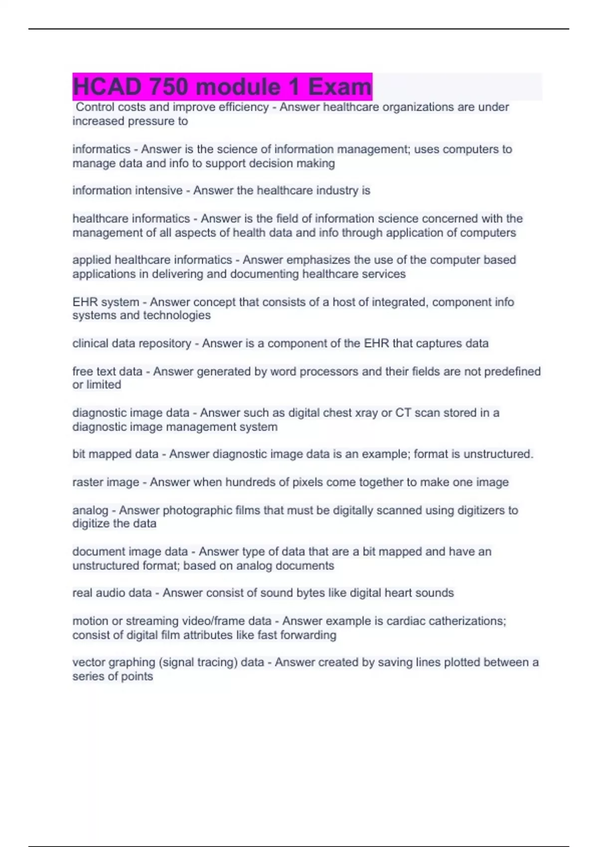 HCAD 750 module 1 Exam - HCAD 750 MODULE 1 - Stuvia US