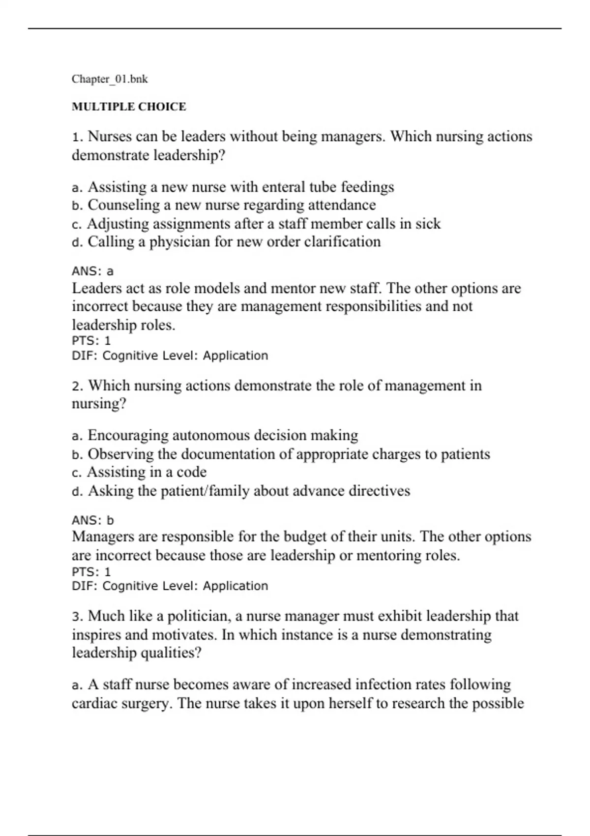 Test Bank for Nursing Delegation and Management of Patient Care, 3rd ...
