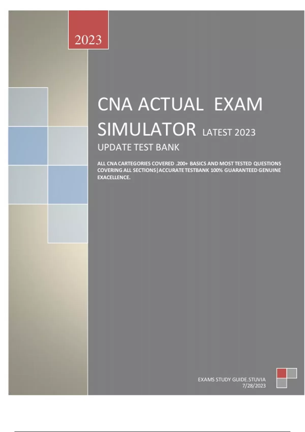 CNA ACTUAL EXAM SIMULATOR LATEST 2023 UPDATE TEST BANK•ALL CNA ...