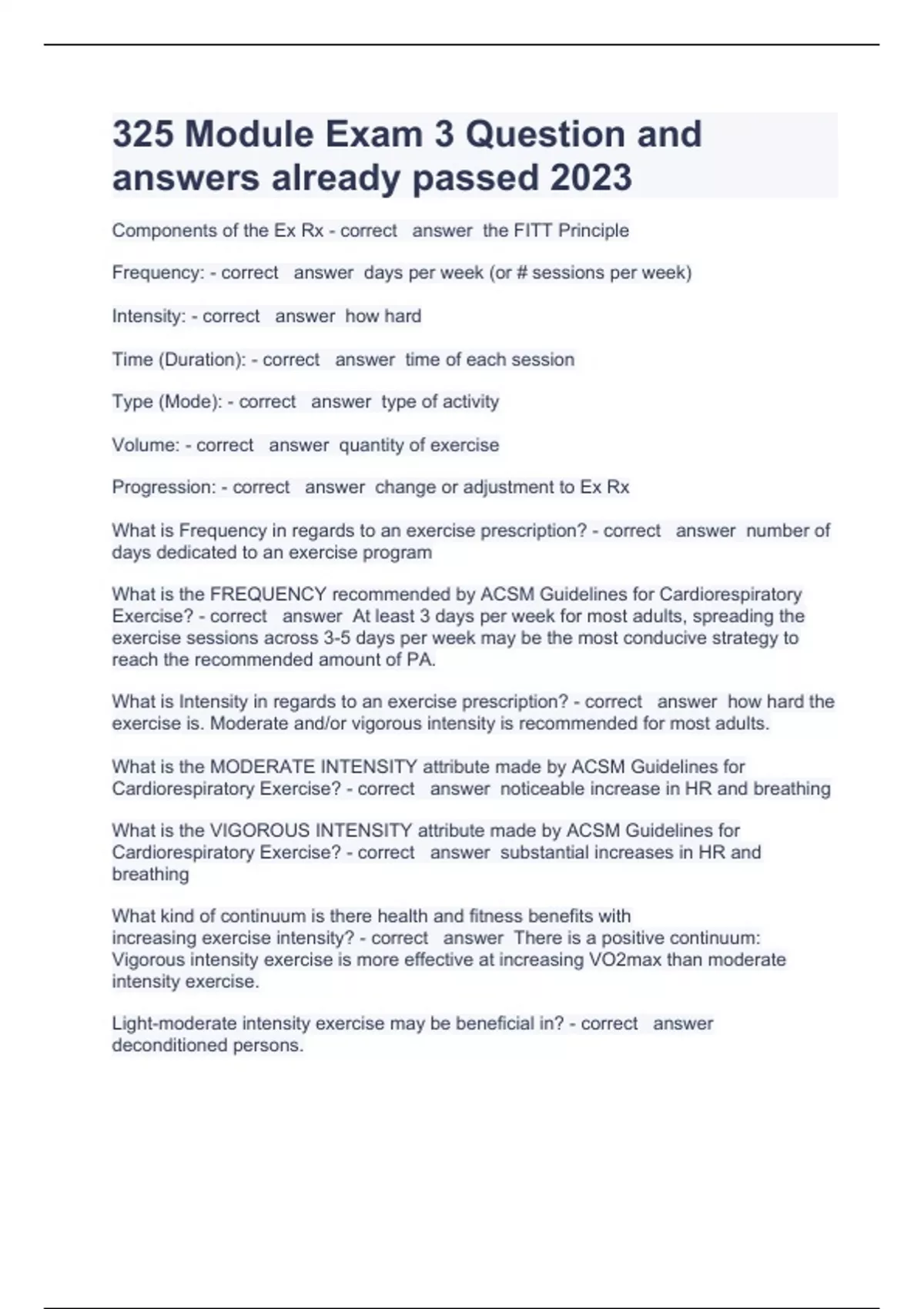 325 Module Exam 3 Question and answers already passed 2023 - 325 Module ...