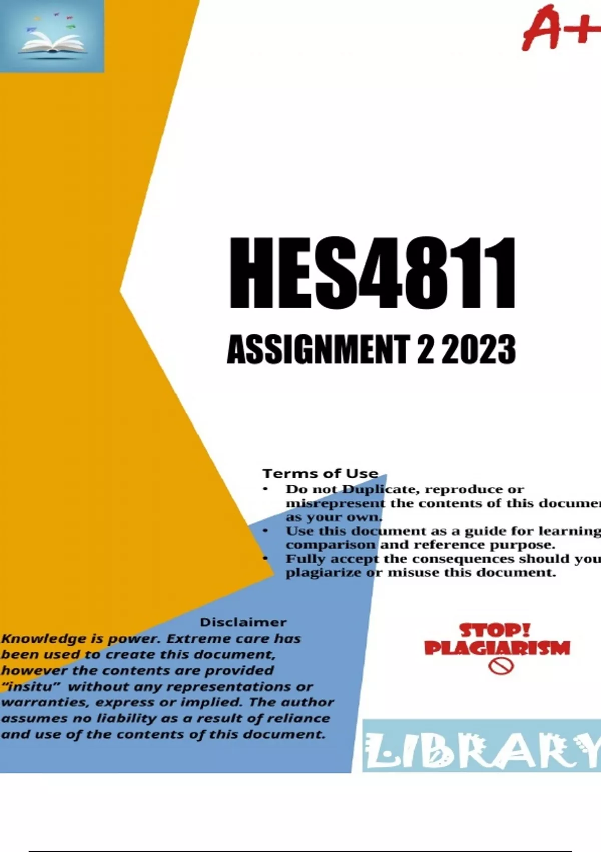 HES4811 Assignment 2 (COMPLETE ANSWERS) 2023 (798936) - DUE 2 August ...