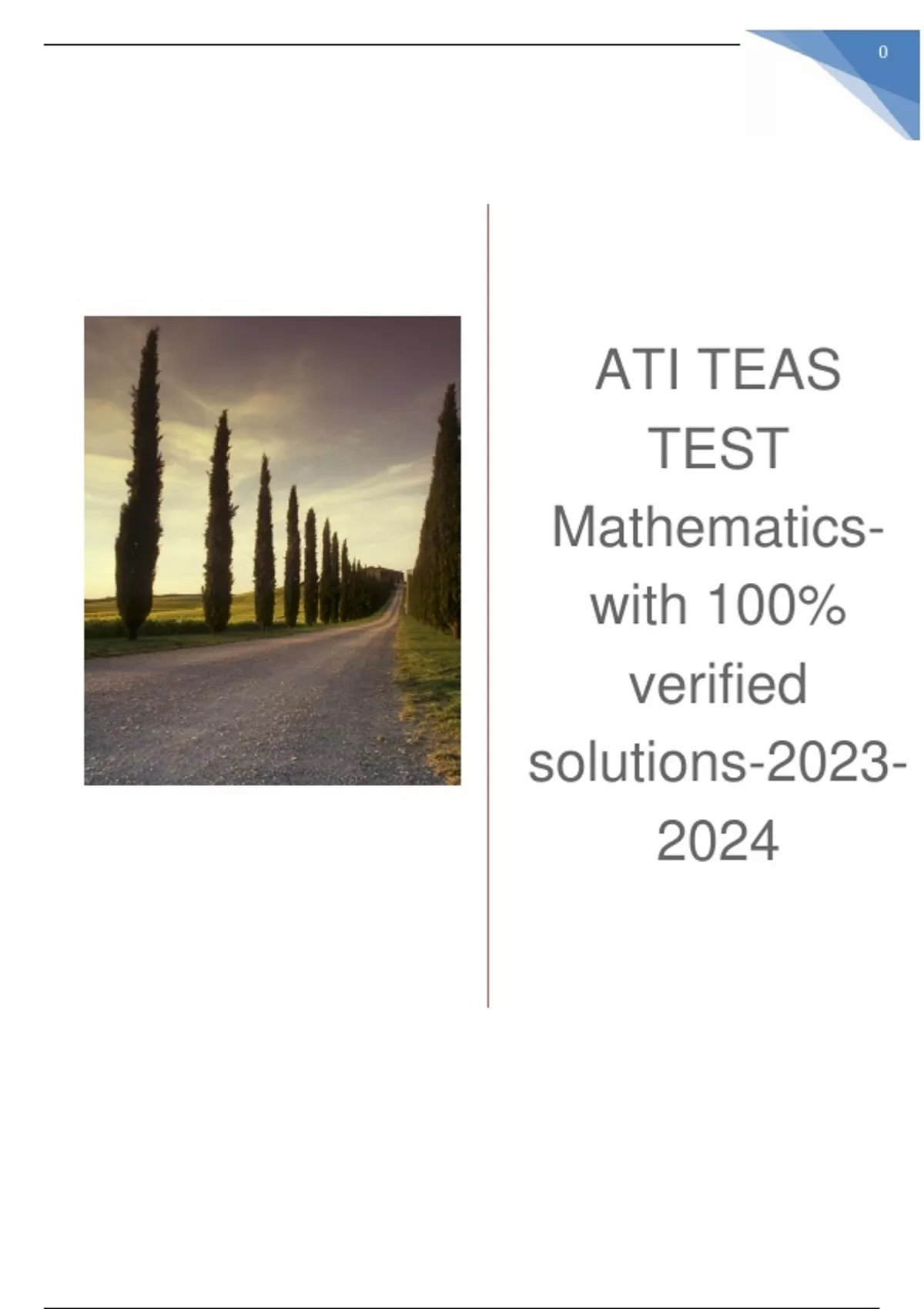 ATI TEAS TEST Mathematics-with 100% verified solutions- - ATI TEAS ...
