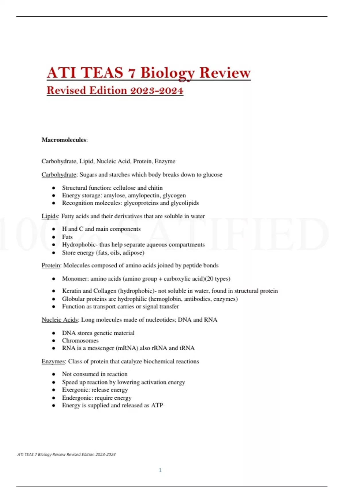 ATI TEAS 7 Biology Review Revised Edition - ATI TEAS 7 Biology - Stuvia US