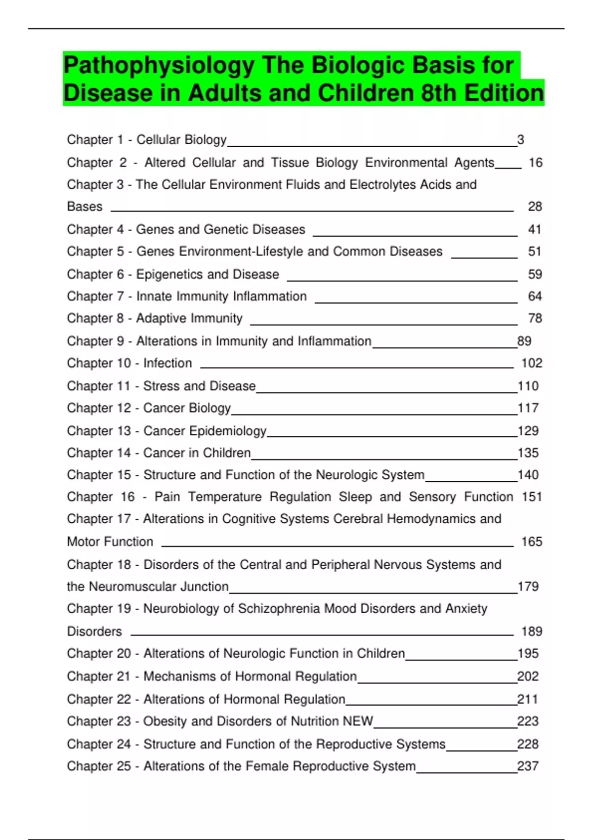 Pathophysiology The Biologic Basis for Disease in Adults and Children ...
