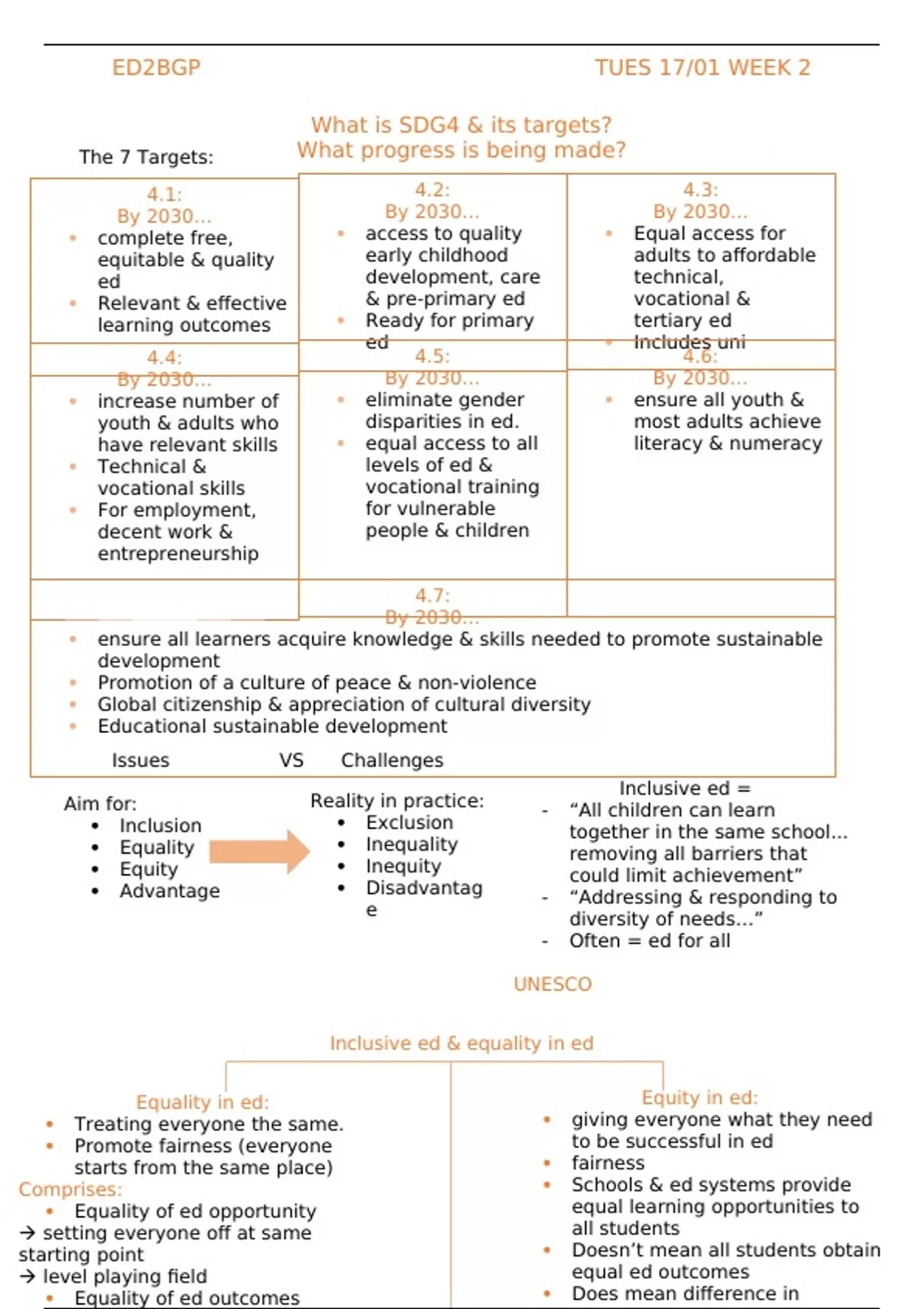 Lecture notes: What is SDG4 and its targets? - Global Perspectives in ...