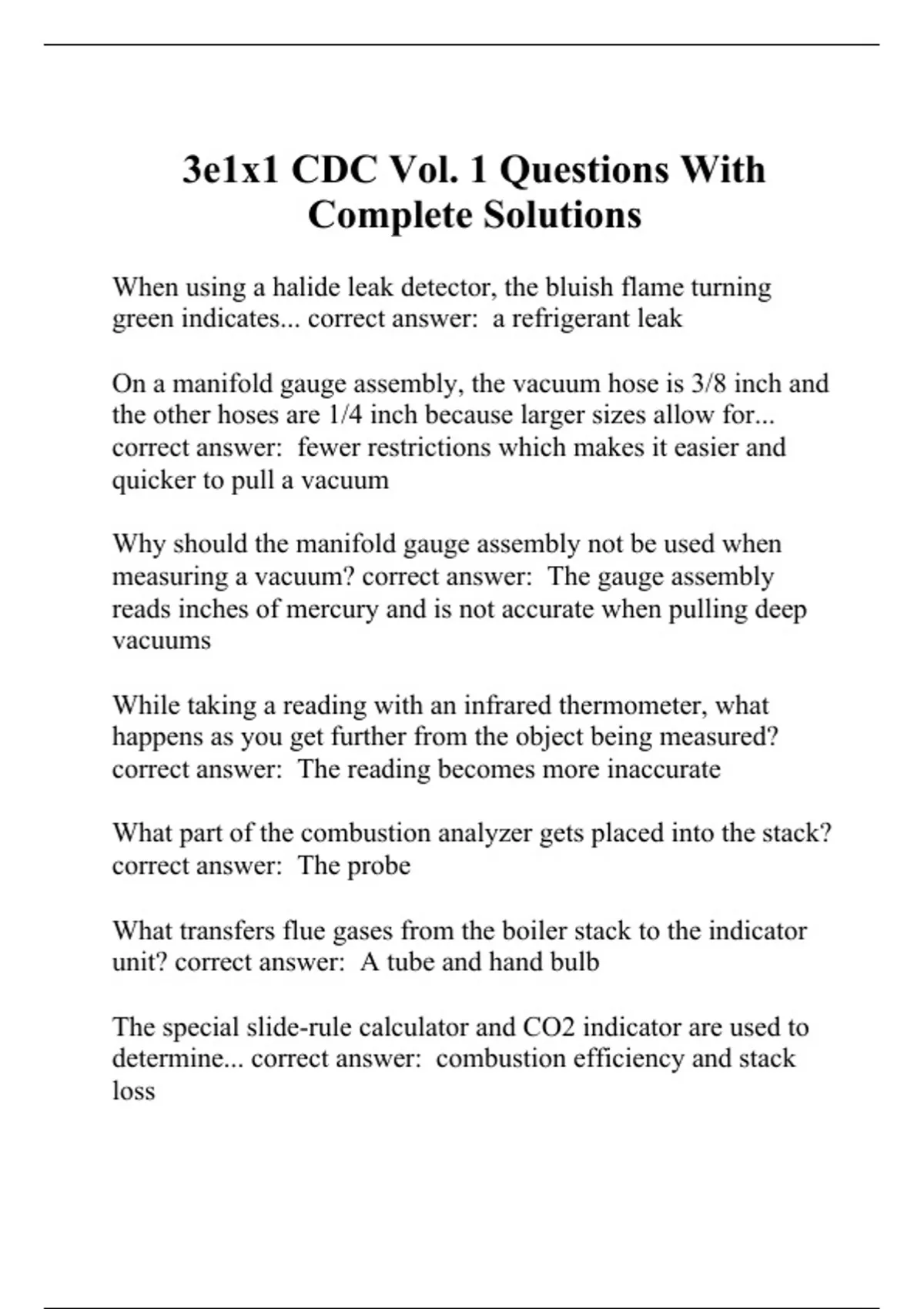 3e1x1 CDC Vol. 1 Questions With Complete Solutions - 3e1x1 - Stuvia US