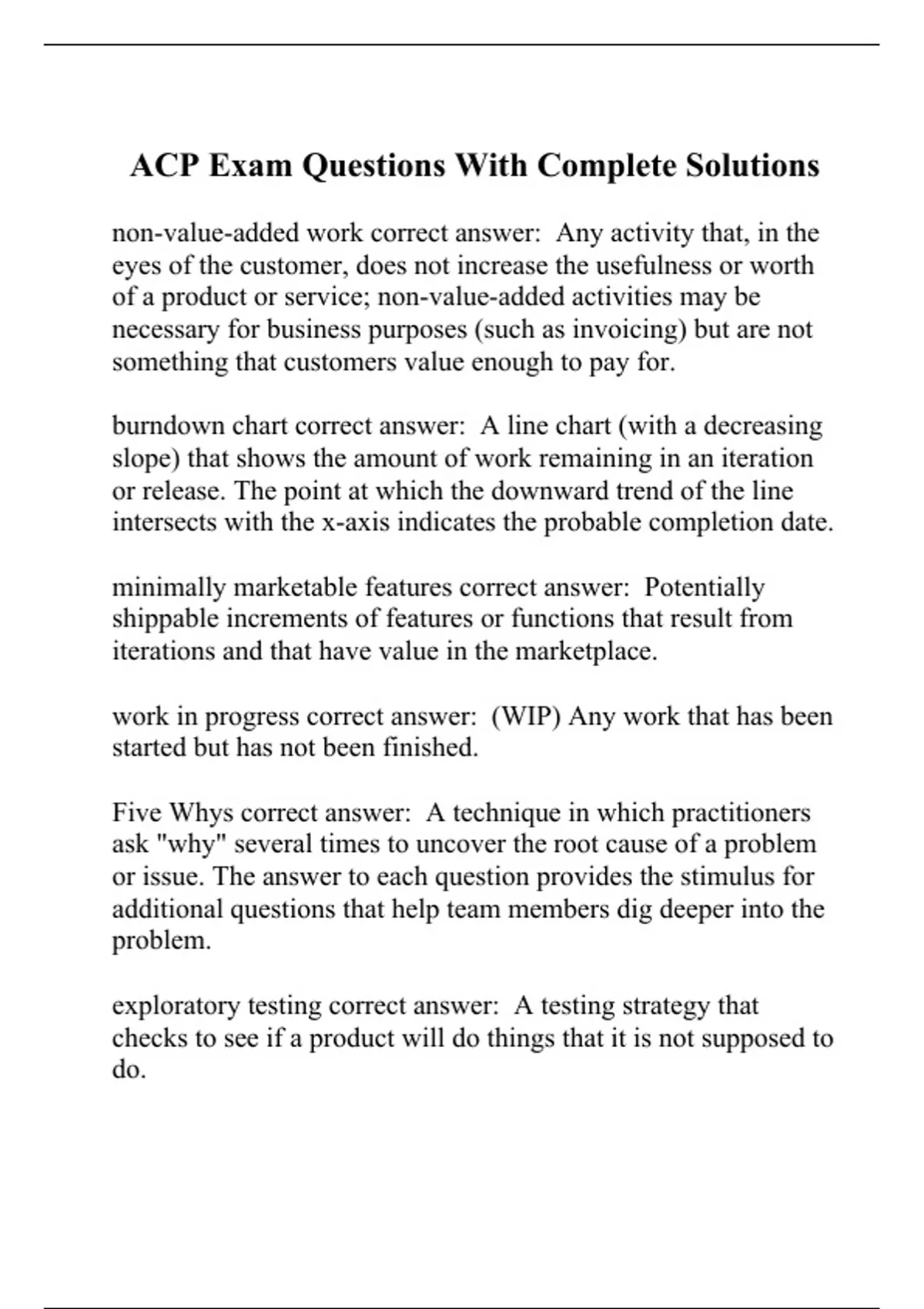 ACP Exam Questions With Complete Solutions - ACP - Stuvia US