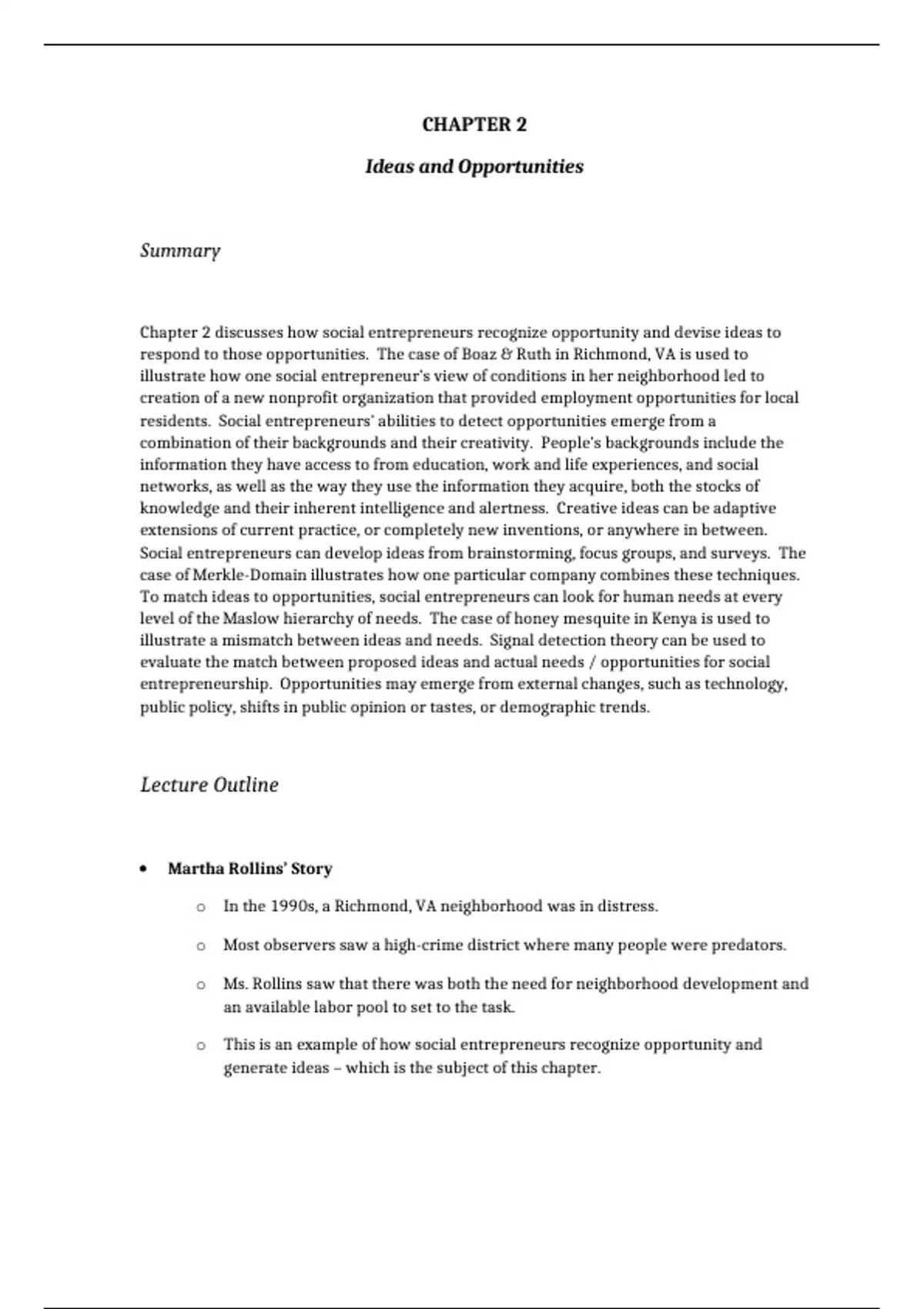 Summary Unlock 2024 Exam Success: [Social Entrepreneurship A Modern Approach to Social Value ...