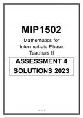 MIP1502 ASSIGNMENT 4 SOLUTIONS 2023 UNISA MATHEMATICS FOR INTERMEDIATE ...