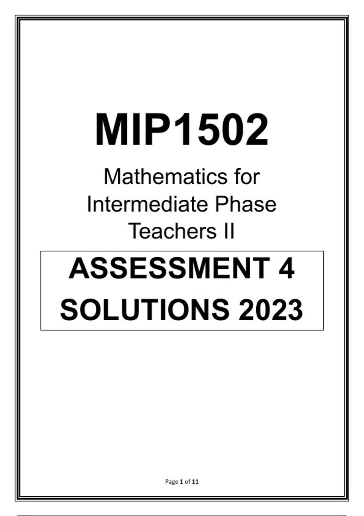 MIP1502 ASSIGNMENT 4 SOLUTIONS 2023 UNISA MATHEMATICS FOR INTERMEDIATE ...