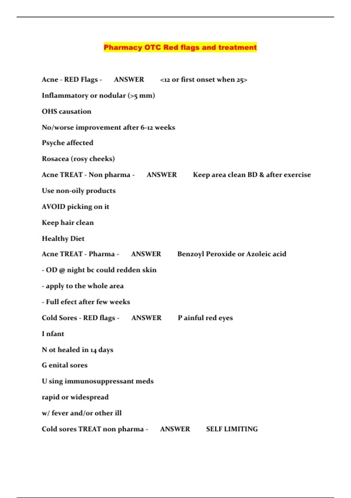 Pharmacy OTC Red flags and treatment - Pharmacy OTC Red flags and ...