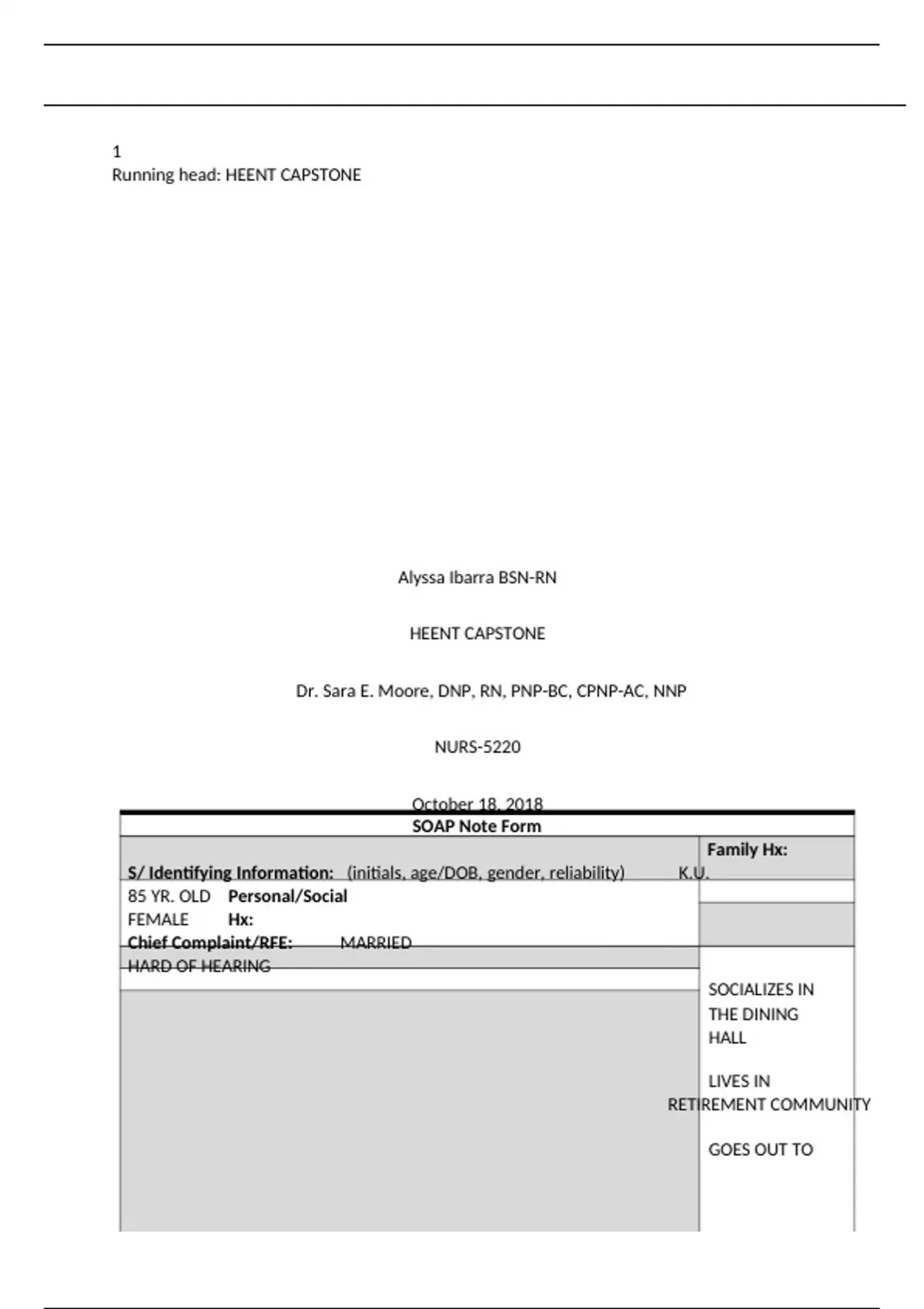 NURS 5220 HEENT CAPSTONE SOAP NEWEST - NURS 5220 - Stuvia US