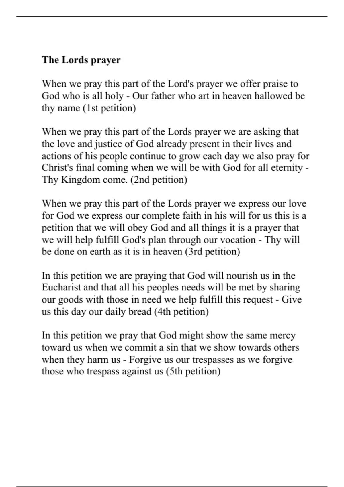 The Lords prayer - The Lords prayer - Stuvia US