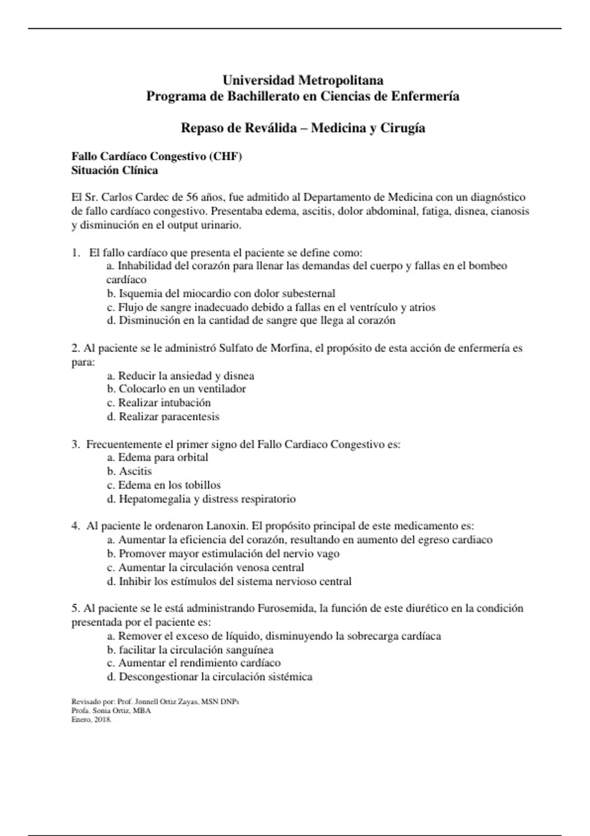 de Bachillerato en Ciencias de Enfermería Repaso de Reválida – Medicina ...