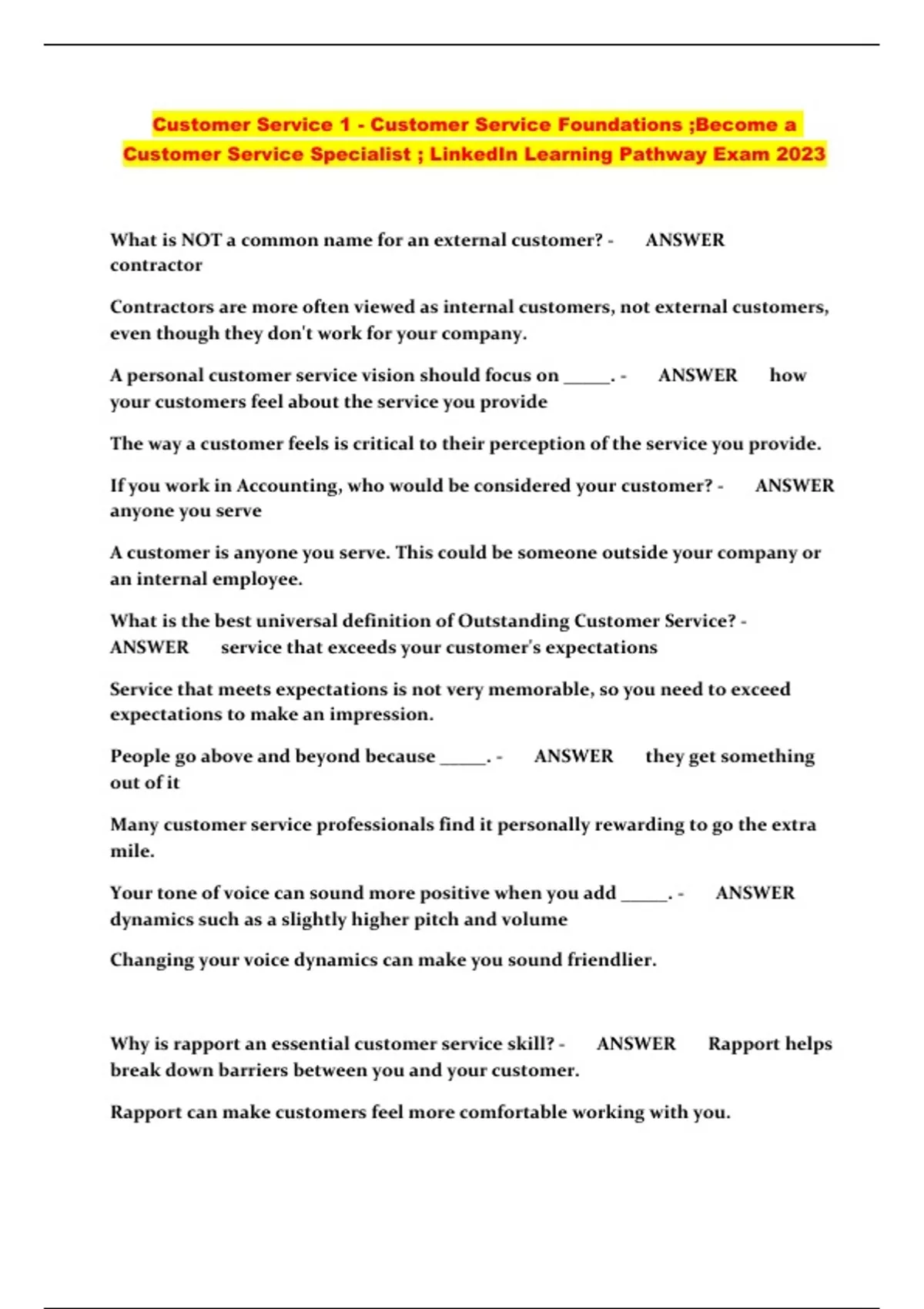 Customer Service 1 - Customer Service Foundations / Become a Customer ...