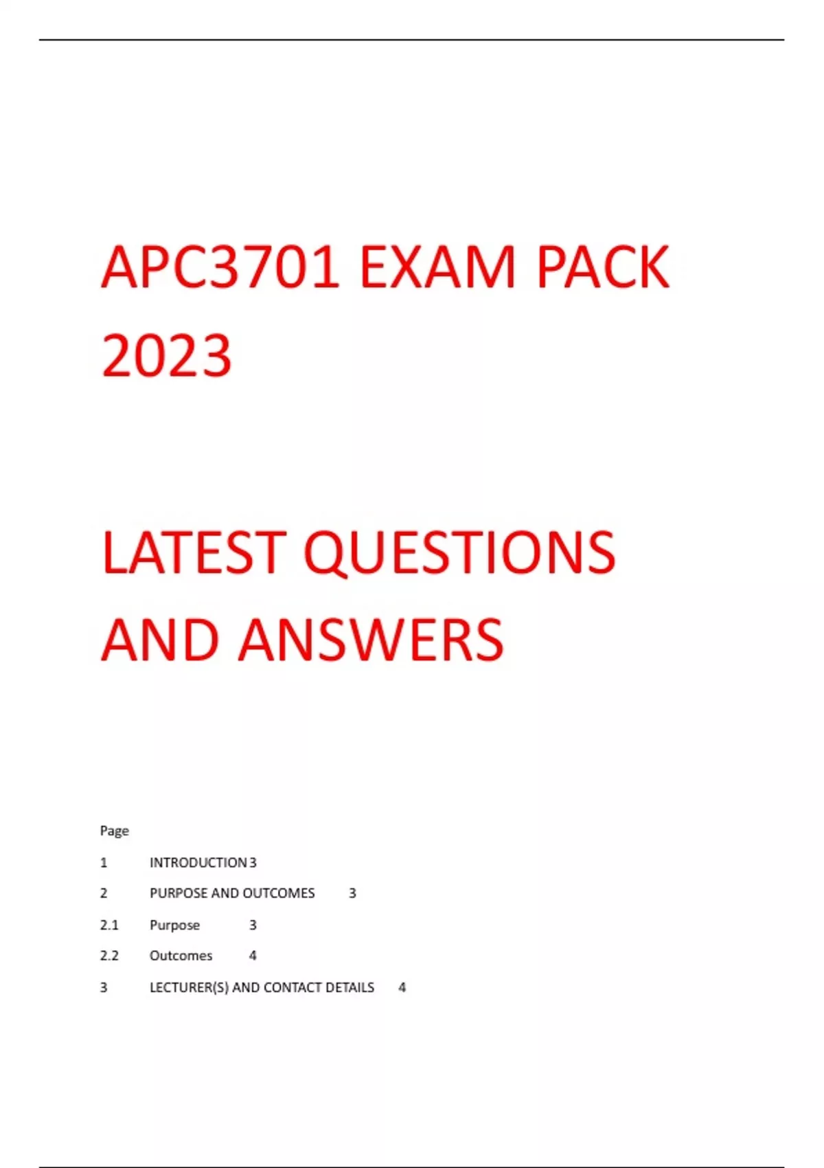 APC3701 EXAM PACK 2023 LATEST QUESTIONS AND ANSWERS - APC3701 - Stuvia US