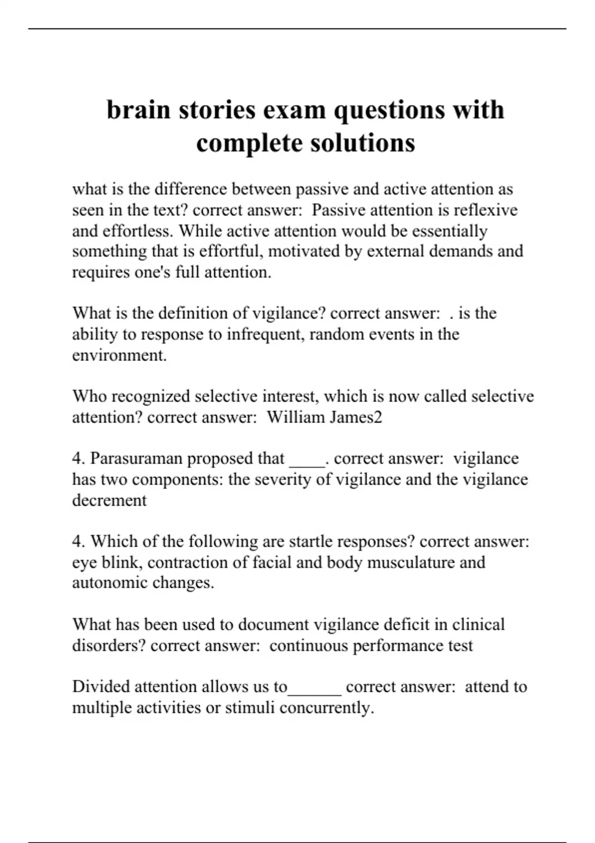 brain stories exam questions with complete solutions - Brain stories ...
