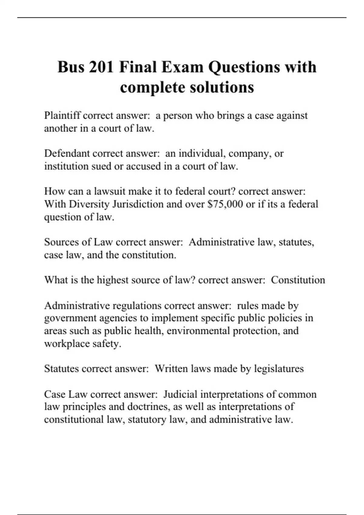 Bus 201 Final Exam Questions With Complete Solutions Bus 201 Stuvia US Bus 201 Final Exam Questions With Complete Solutions Bus 201 Stuvia US