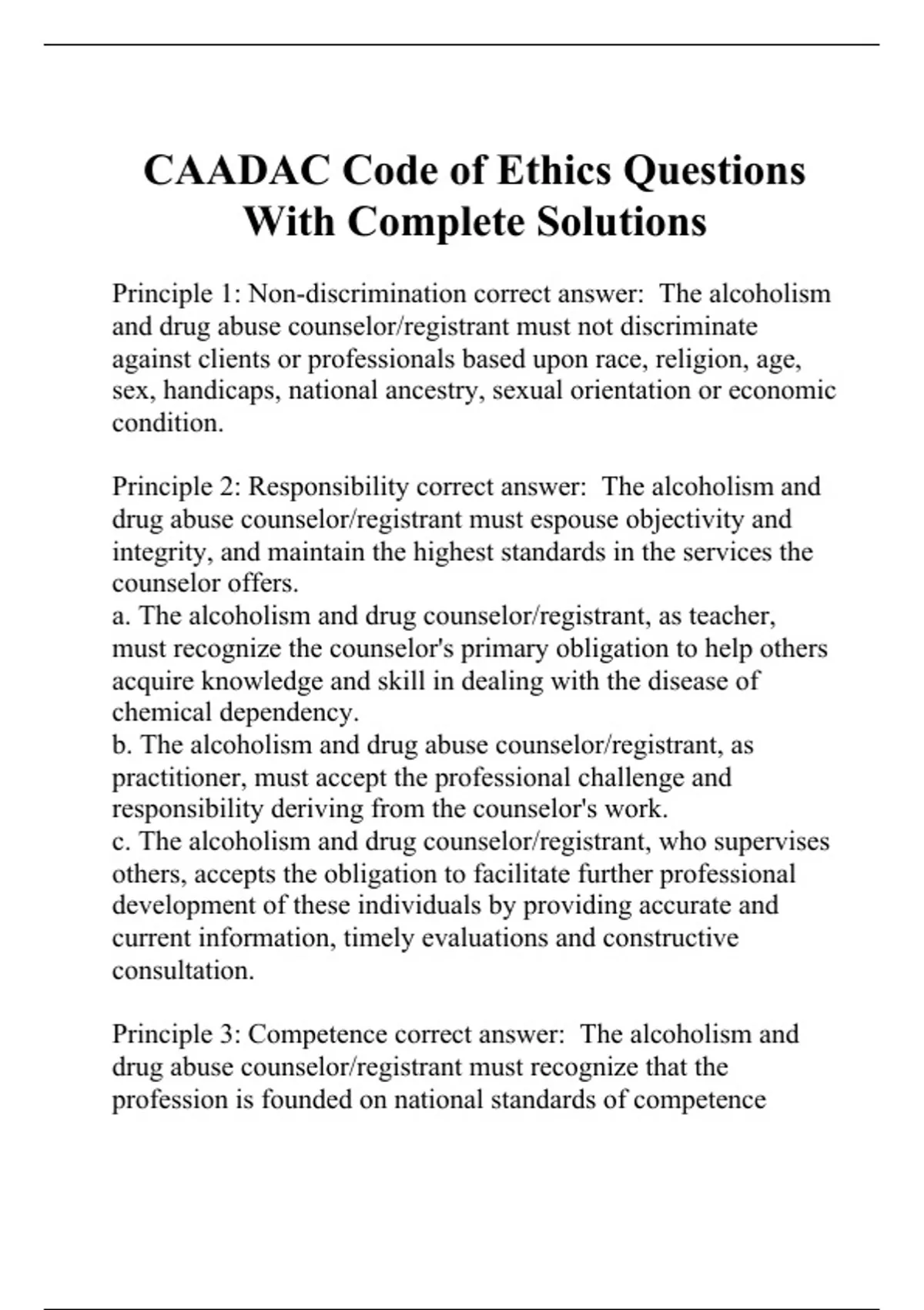 CAADAC Code of Ethics Questions With Complete Solutions - CAADAC ...