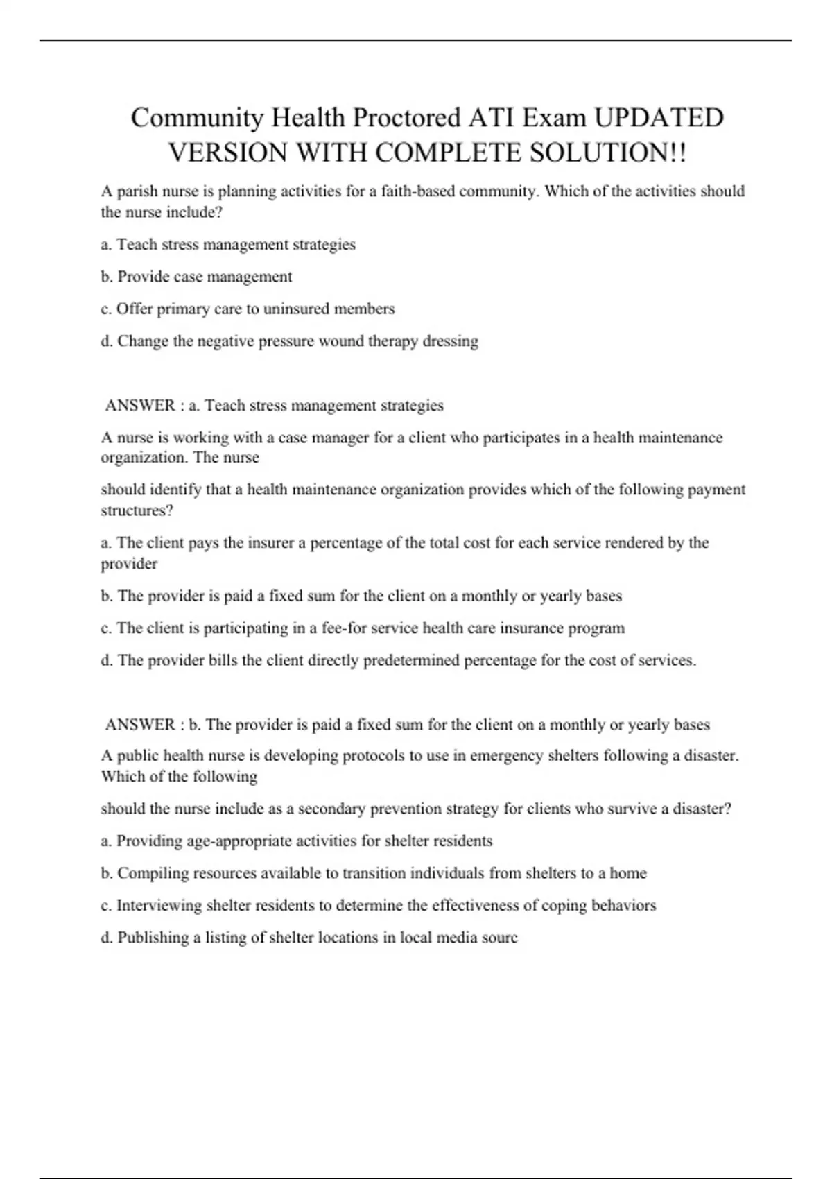 Community Health Proctored ATI Exam UPDATED VERSION WITH COMPLETE ...