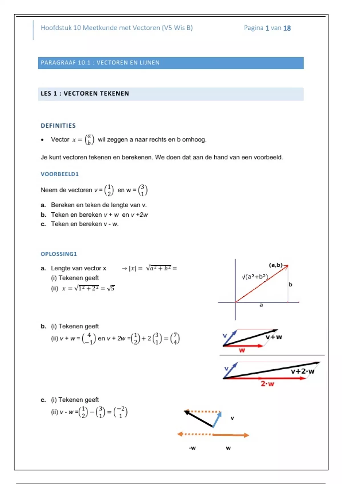 Samenvatting Wiskunde B VWO Hoofdstuk 10 Meetkunde met Vectoren 2020 ...