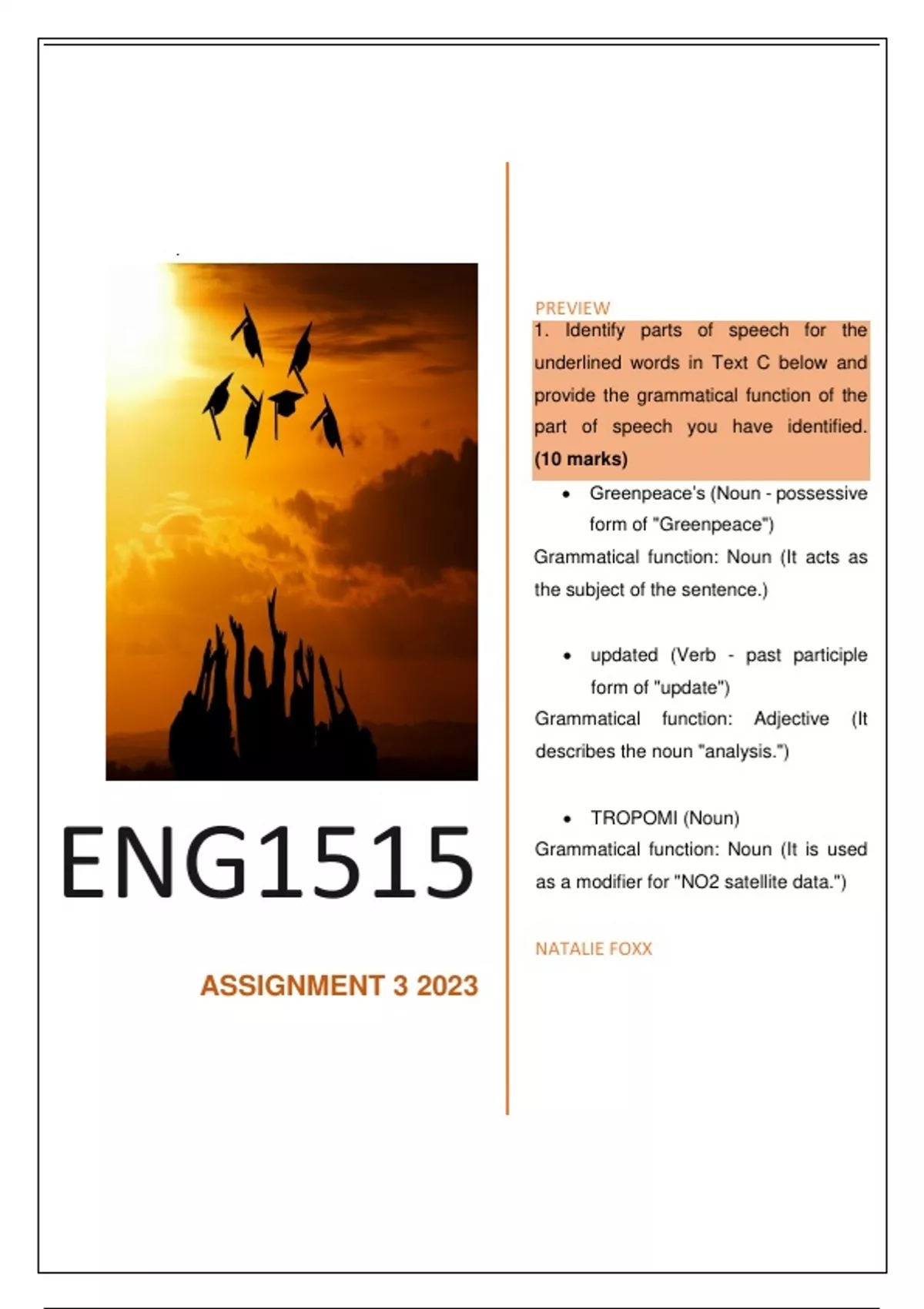 ENG1515 ASSIGNMENT 3 2023 ( DUE 7 AUGUST) - ENG1515 - Home Language ...
