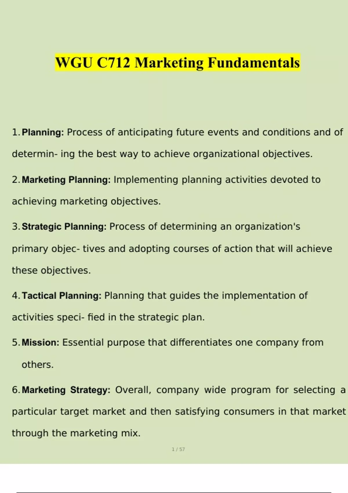 Summary WGU C712 Marketing Fundamentals (Verified) - WGU C712 - Stuvia US